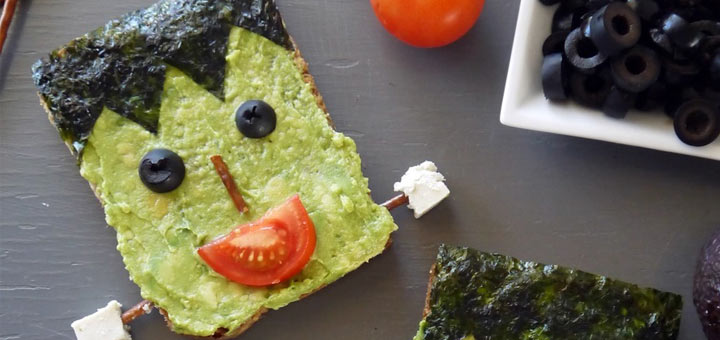 Halloween Food Idea: Frankenstein's Monster Avocado Toast